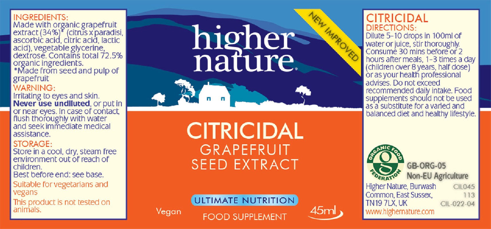 Buy Higher Nature Citricidal 45ml liquid from Mulberry Wholefoods ...