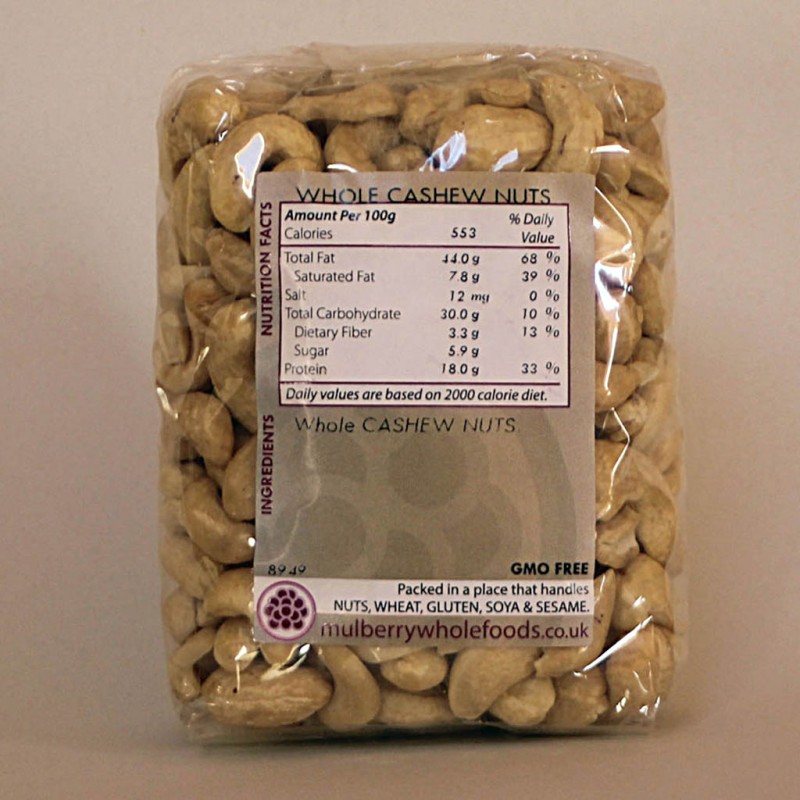 Buy Mulberry Bush Wholefoods Whole Cashew Nuts 250g Dried Nuts Online − ...